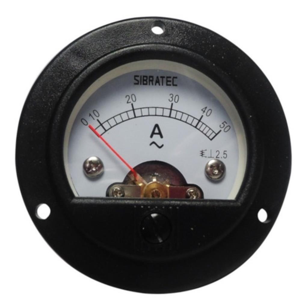 Amperímetro Analógico 52mm Redondo Medição Direta 50A - RJ-ELETRICISTA