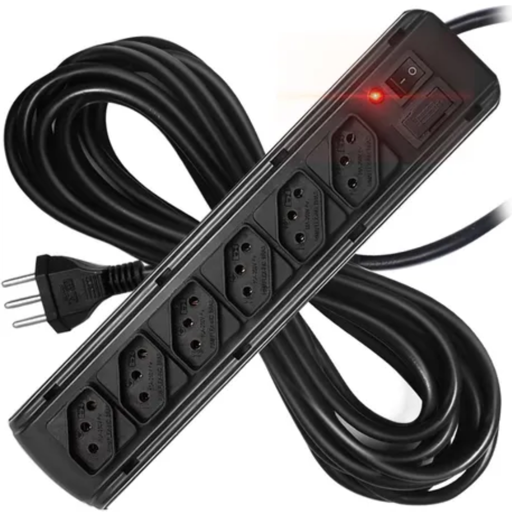 FILTRO DE LINHA 6 TOM 2P+T BIVOLT 10A 0,75MM CABO 5M FLK 6 DABS 5M ...