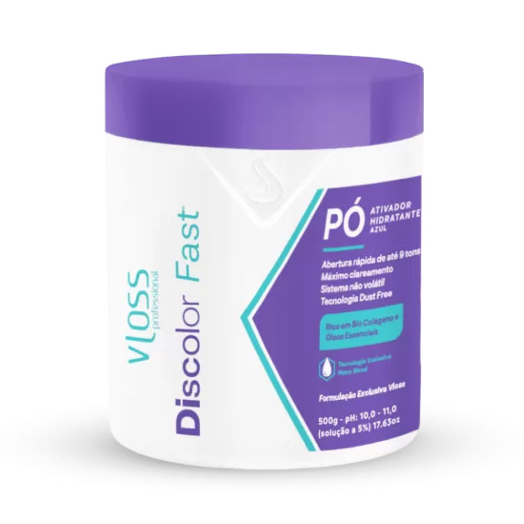 PÓ DESCOLORANTE VLOSS DISCOLOR FAST COR AZUL 500G - GM MARTINS